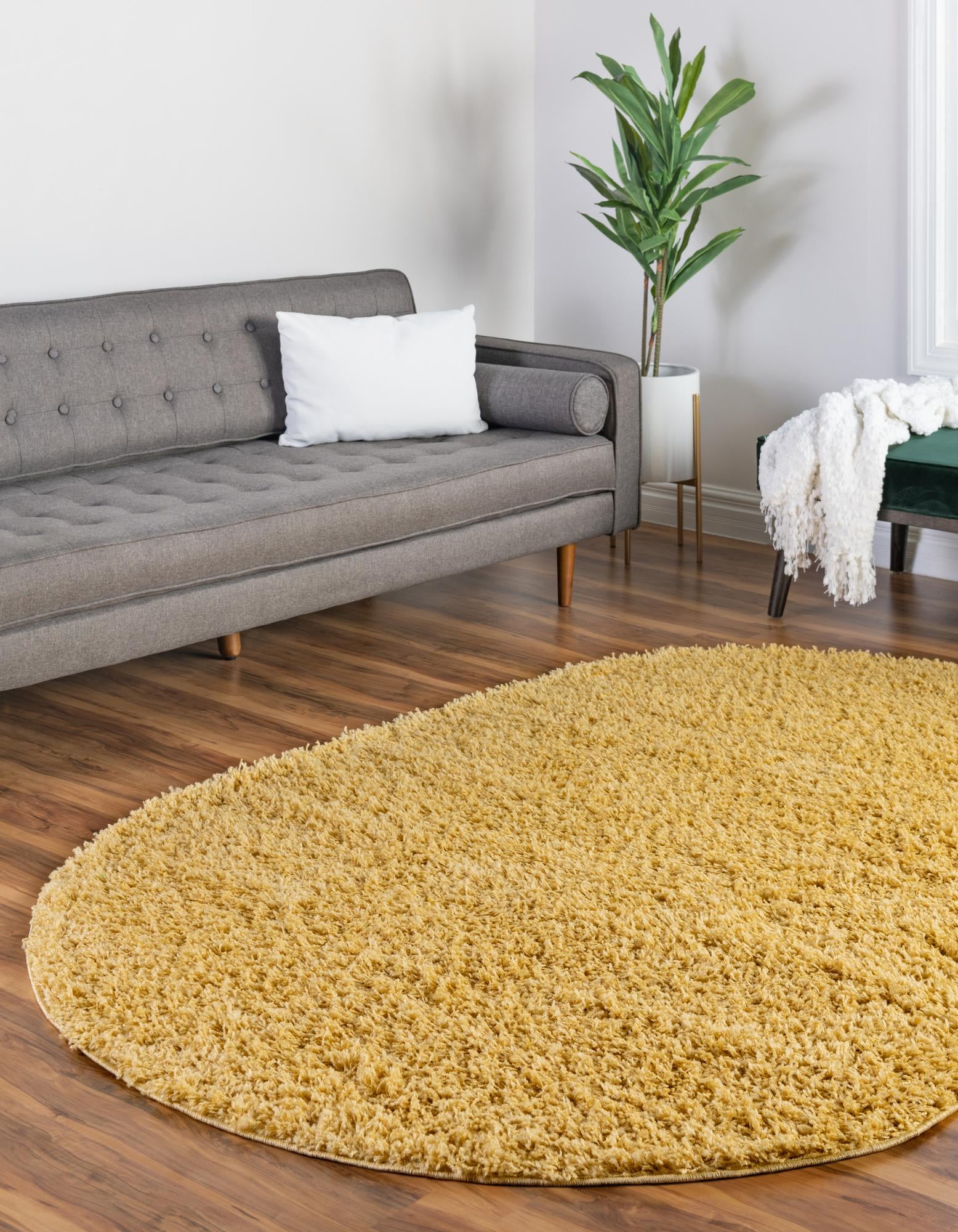 Yellow 5' x 8' Everyday Shag Oval Rug | Rugs.com