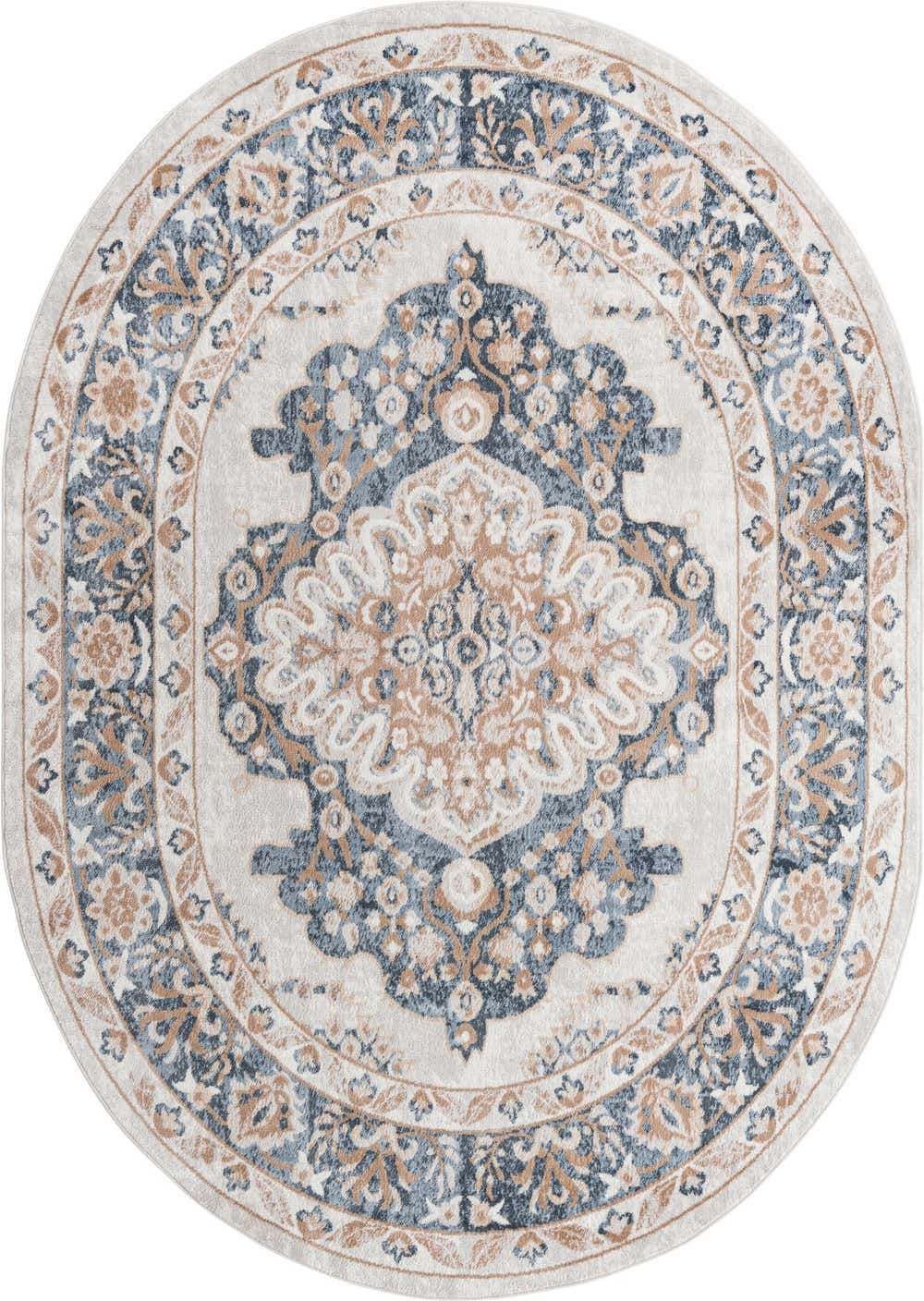 Cream 8' x 10' Oxford Oval Rug | eSaleRugs