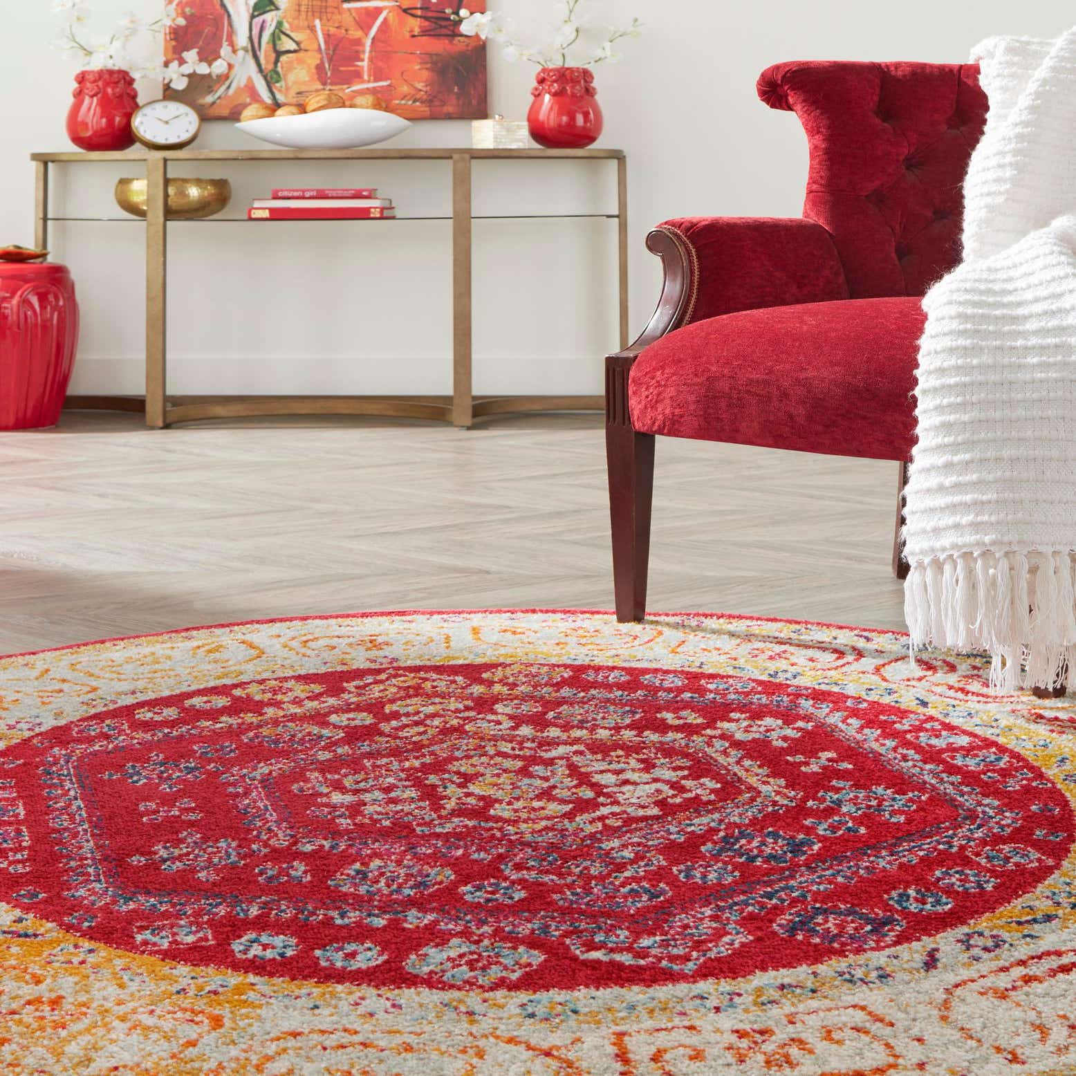Magenta 3' x 3' Aurelia Round Rug | Rugs.com