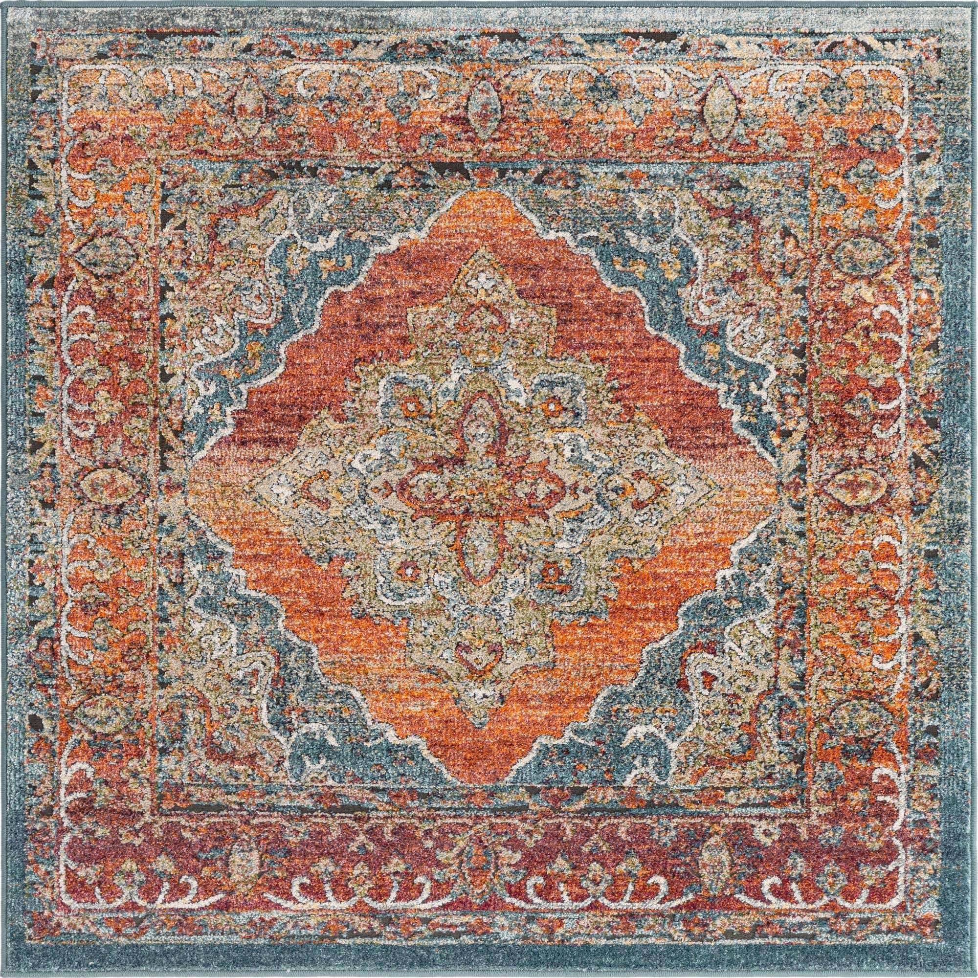 Rust Red 5' x 5' Isabella Square Rug | eSaleRugs