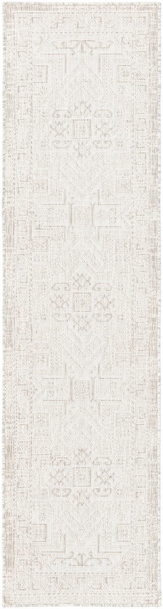 Light Gray 2' x 7' 10 Outdoor Aztec Runner Rug | Rugs.com