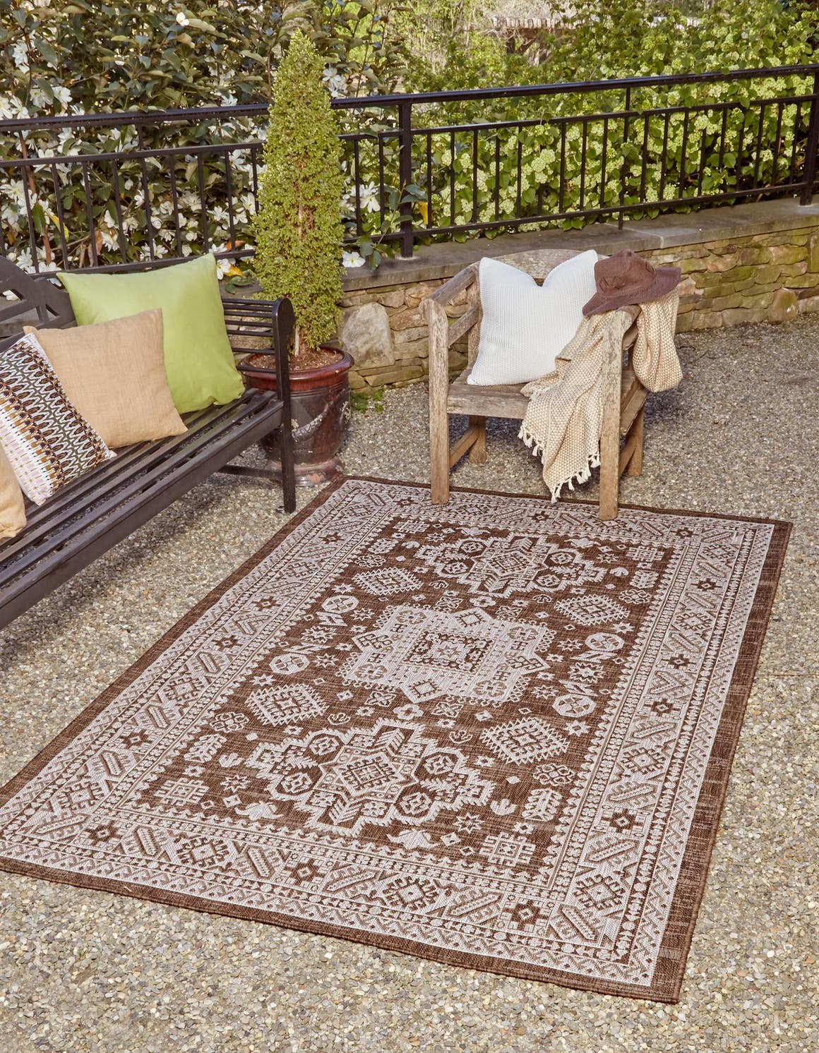Brown 5' 3 x 7' 10 Outdoor Aztec Rug | Rugs.com
