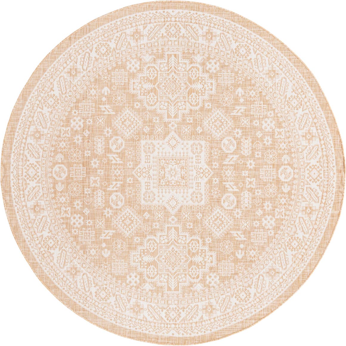 Natural 7' 10 x 7' 10 Outdoor Aztec Round Rug | Rugs.com