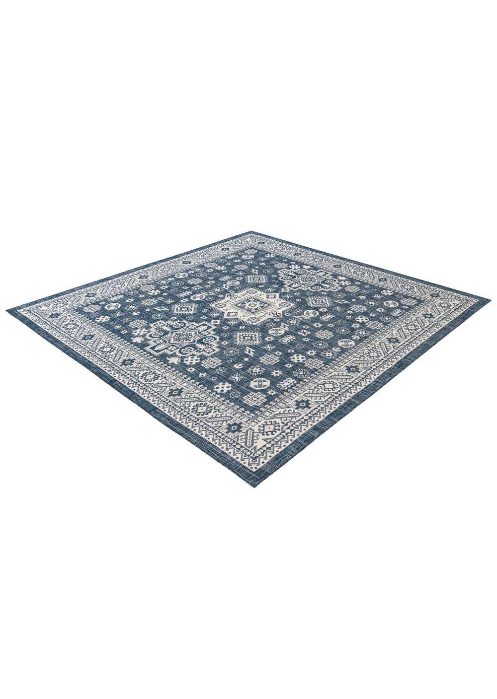 Blue 10' x 10' Outdoor Aztec Square Indoor / Outdoor Rug | eSaleRugs