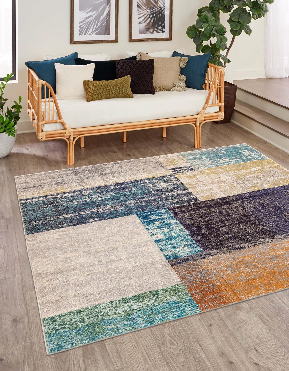 Multicolor 9' 10 x 9' 10 Vivid Square Rug | eSaleRugs