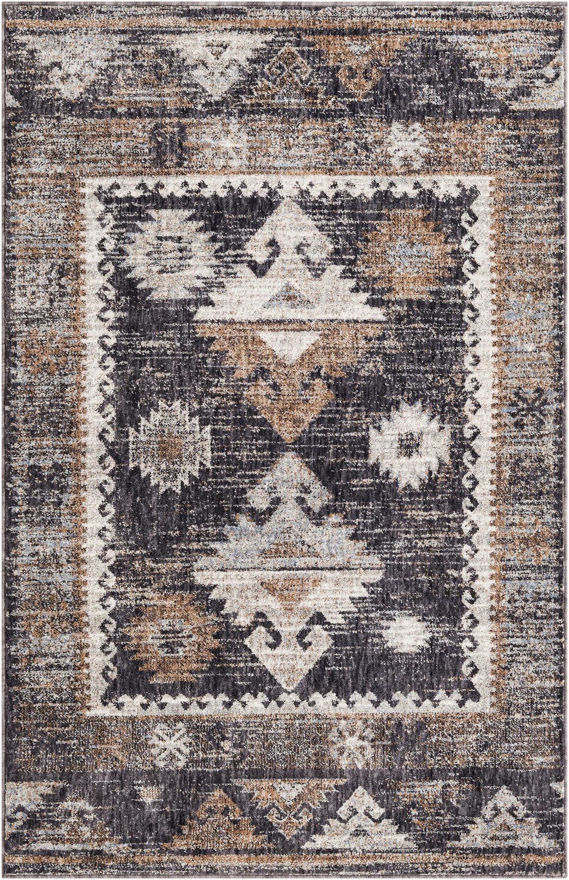Charcoal Gray 4' x 6' Eco Southwestern Rug | Rugs.com