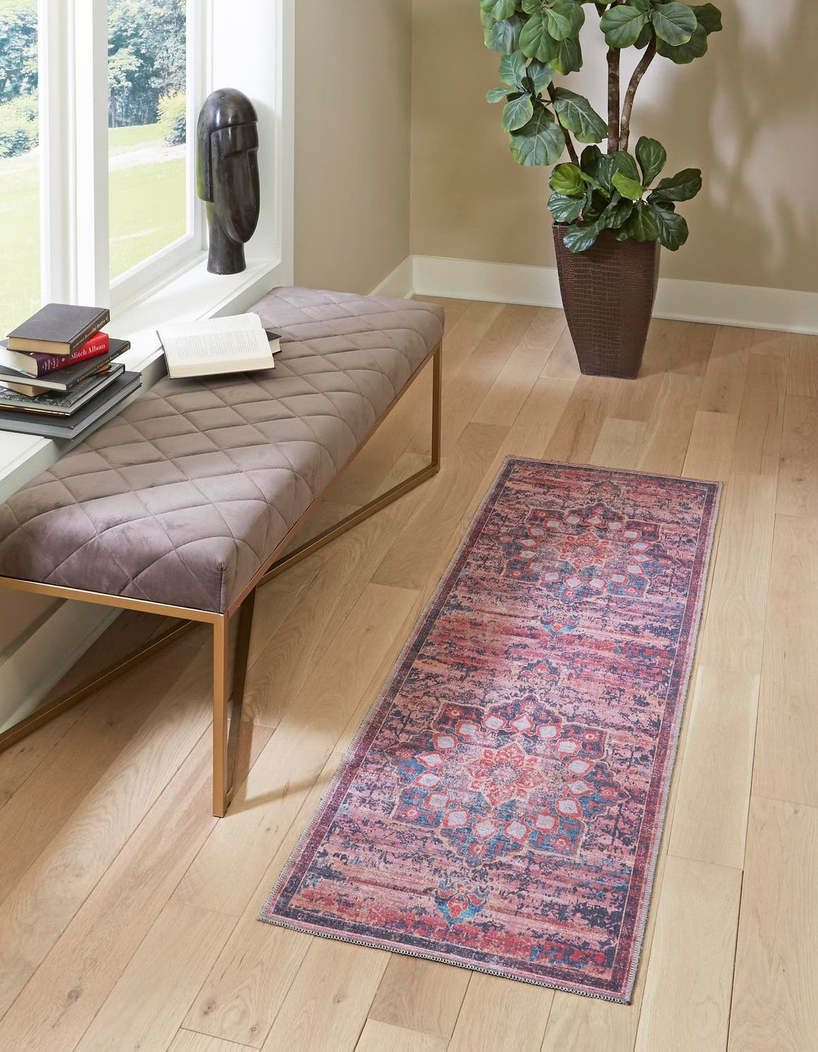 Brick 2' x 9' 10 Renaissance Washable Runner Rug | eSaleRugs