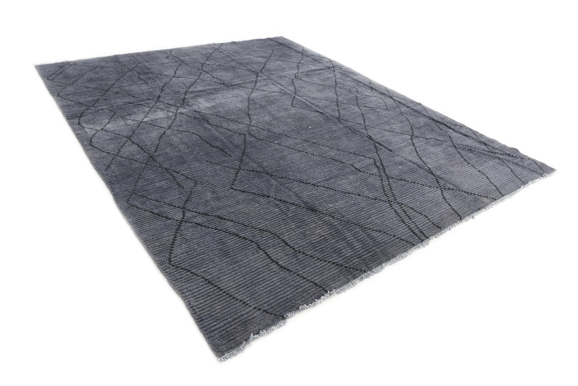 Dark Gray 8' x 10' Hand Knotted Moroccan Wool Rug | HandKnotted.com