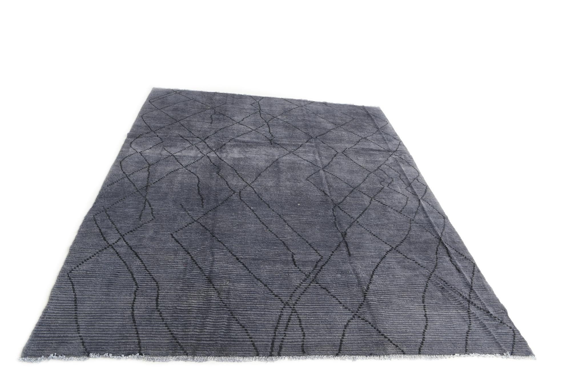 Dark Gray 8' x 10' Hand Knotted Moroccan Wool Rug | HandKnotted.com