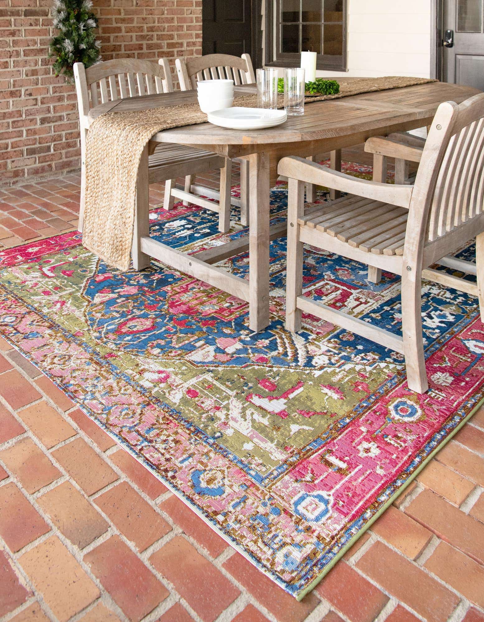 Multicolor 3' 3 x 5' 3 Outdoor Traditional Indoor / Outdoor Rug ...